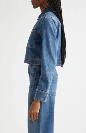Veronica Beard Patty Zip Front Denim Jacket