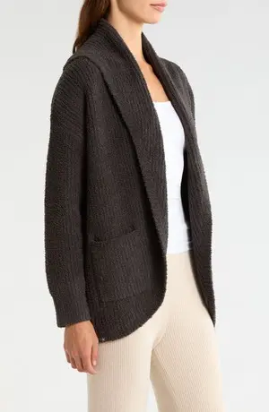 Barefoot Dreams Cozychic® Ribbed Shawl Collar Cardigan - Carbon