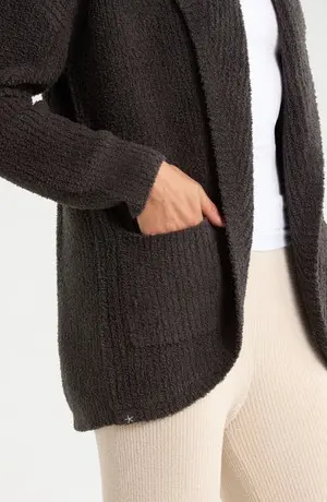 Barefoot Dreams Cozychic® Ribbed Shawl Collar Cardigan - Carbon