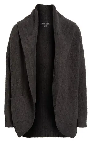 Barefoot Dreams Cozychic® Ribbed Shawl Collar Cardigan - Carbon