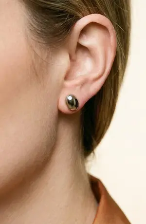 Argento Vivo Oval Stud Earrings - Silver