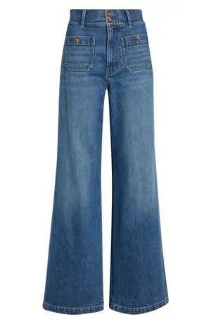 Veronica Beard Taylor High Waist Wide Leg Jeans - Memory Blue