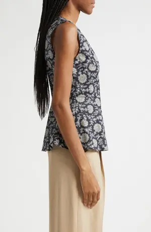 Veronica Beard Nickelby Stretch Cotton Peplum Top