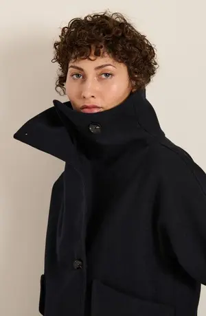 Bernardo Funnel Neck Coat - Navy