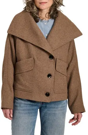 Bernardo Funnel Neck Coat - Pine Bark