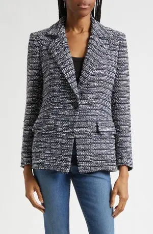 Veronica Beard Healy Tweed Dickey Jacket - Navy Multi