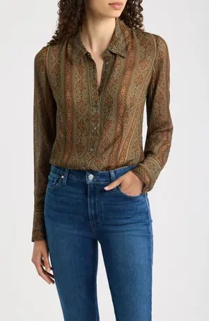 Paige Desano Paisley Button-up Shirt - Army Multi