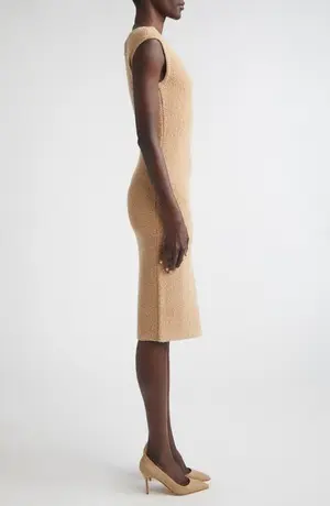 St. John Cotton & Wool Blend Herringbone Tweed Sweater Dress
