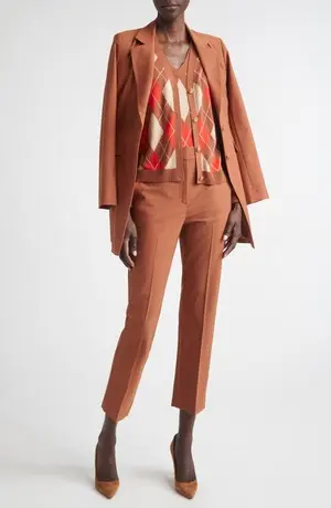 St. John Mélange Wool Blend Stretch Twill Crop Pants