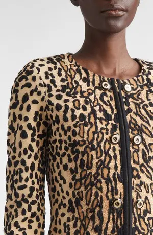 St. John Leopard Jacquard Knit Jacket