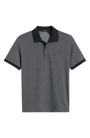 Theory Geometric Jacquard Cotton Polo - Baltic