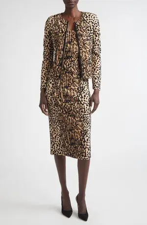 St. John Leopard Jacquard Knit Dress