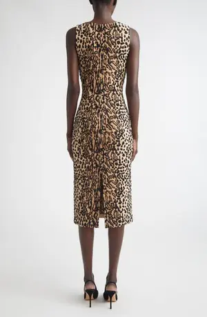St. John Leopard Jacquard Knit Dress