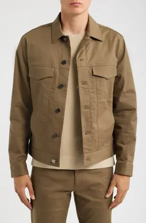Theory River Neoteric Twill Trucker Jacket - Duffle