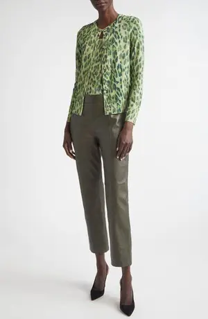 St. John Crop Leather Straight Leg Pants