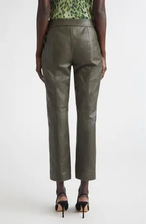 St. John Crop Leather Straight Leg Pants
