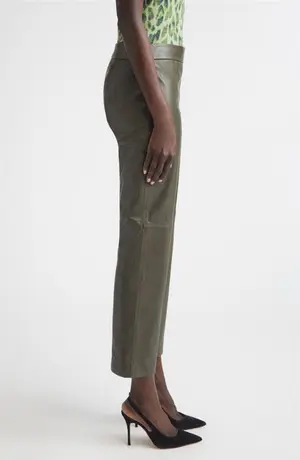 St. John Crop Leather Straight Leg Pants