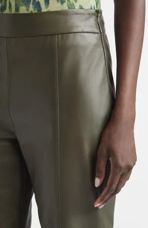 St. John Crop Leather Straight Leg Pants