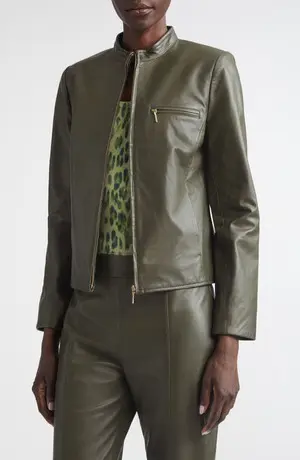 St. John Zip Pocket Leather Jacket