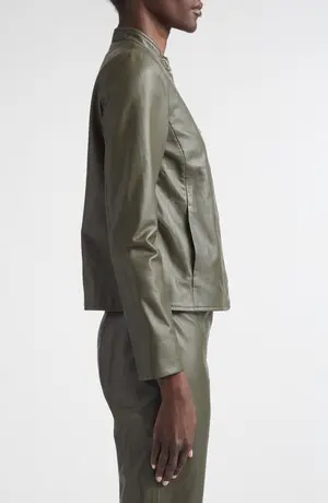 St. John Zip Pocket Leather Jacket