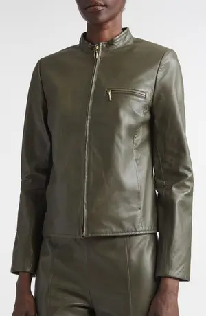 St. John Zip Pocket Leather Jacket
