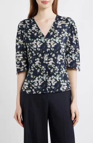 Theory Floral Print Button-up Top - Pink Multi