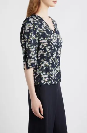 Theory Floral Print Button-up Top