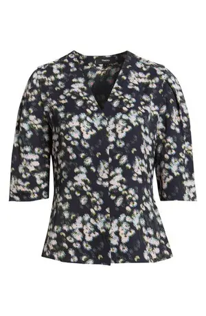Theory Floral Print Button-up Top