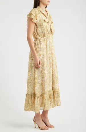 NIC+ZOE Lana Sunrays Tie Neck Tiered Maxi Dress