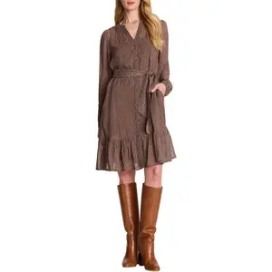 NIC+ZOE Dotty Chain Long Sleeve Georgette Dress