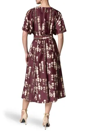 Donna Karan New York Abstract Print Stretch Satin Midi Dress