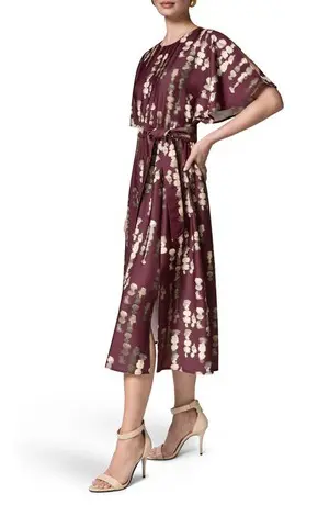 Donna Karan New York Abstract Print Stretch Satin Midi Dress