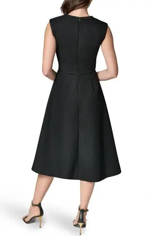 Donna Karan New York Split Neck Fit & Flare Knit Dress
