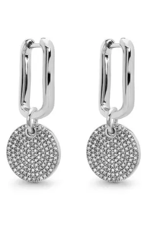 Monica Vinader Mini Alta Diamond Huggie Hoop Drop Earrings - Sterling Silver