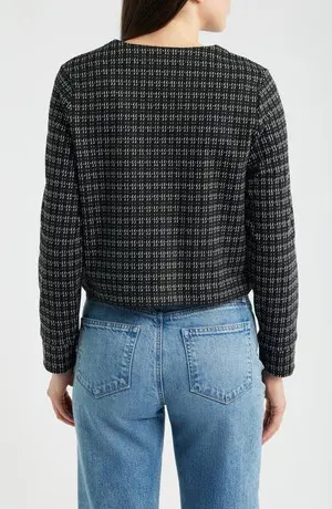 NIC+ZOE Collarless Jacquard Knit Jacket