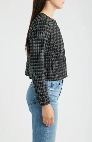 NIC+ZOE Collarless Jacquard Knit Jacket