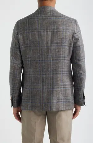 JACK VICTOR Midland Contemporary Fit Windowpane Check Sport Coat - Brown