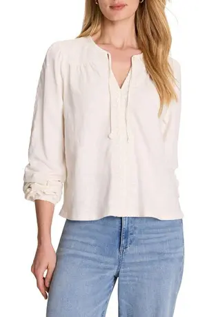 NIC+ZOE Embroidered Poet Top - Coconut
