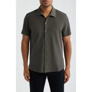 Robert Barakett Sorrell Short Sleeve Cotton Piqué Button-up Shirt - Beluga