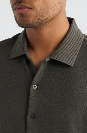 Robert Barakett Sorrell Short Sleeve Cotton Piqué Button-up Shirt - Beluga