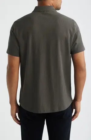 Robert Barakett Sorrell Short Sleeve Cotton Piqué Button-up Shirt - Beluga