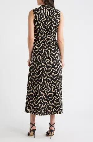 Maggy London Abstract Print Stretch Twist Waist Dress