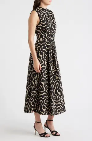 Maggy London Abstract Print Stretch Twist Waist Dress