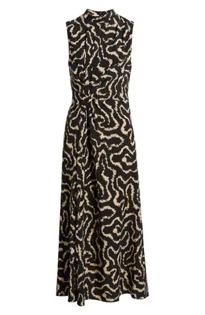 Maggy London Abstract Print Stretch Twist Waist Dress