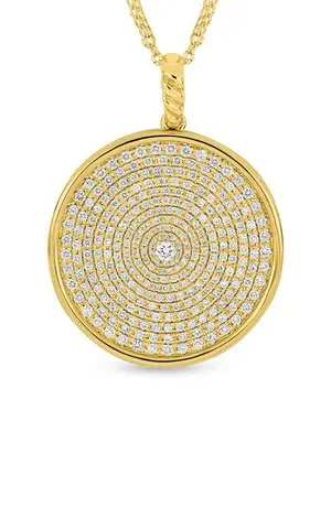 Bony Levy 18k Gold Pavé Diamond Medallion Pendant Necklace