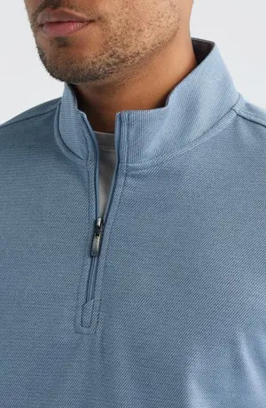 Robert Barakett Rupert Quarter Zip Pullover - Blue Metallic