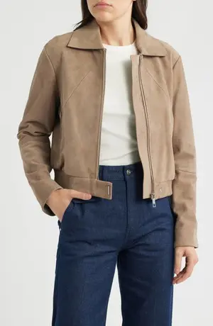 BOSS Salene Suede Bomber Jacket