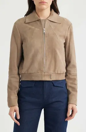 BOSS Salene Suede Bomber Jacket