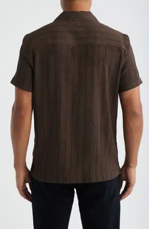 Robert Barakett Pedri Crepe Textured Camp Shirt - Espresso