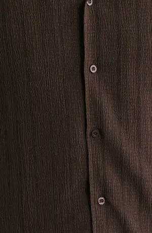 Robert Barakett Pedri Crepe Textured Camp Shirt - Espresso